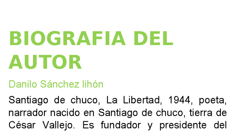BIOGRAFÍA DEL AUTOR: Danilo Sánchez Lihón y Su Obra - Studocu