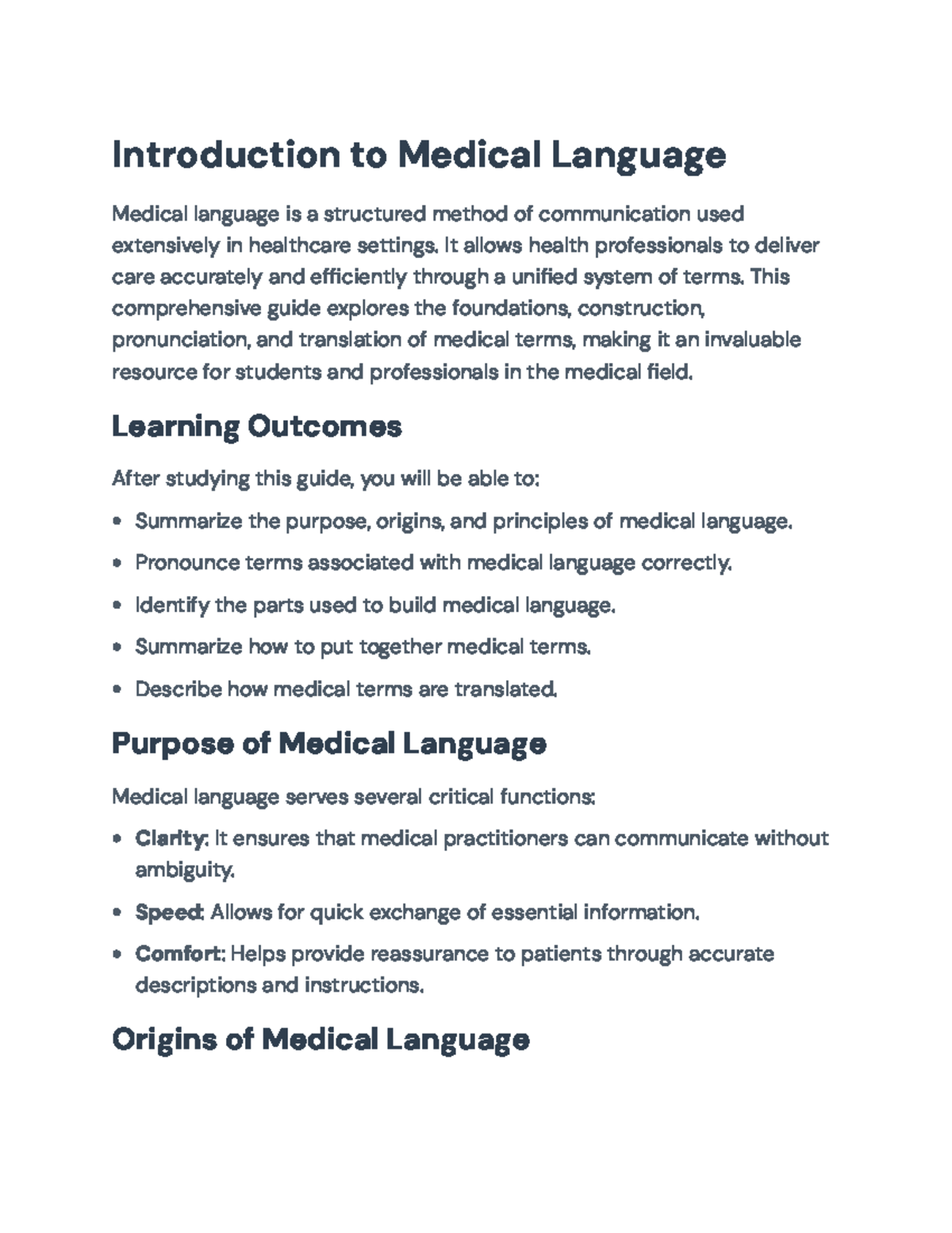 Medical Language Fundamentals: Structure, Pronunciation, and ...