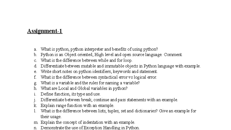 Assignment 1 - GE: Introduction to Python Programming Concepts - Studocu