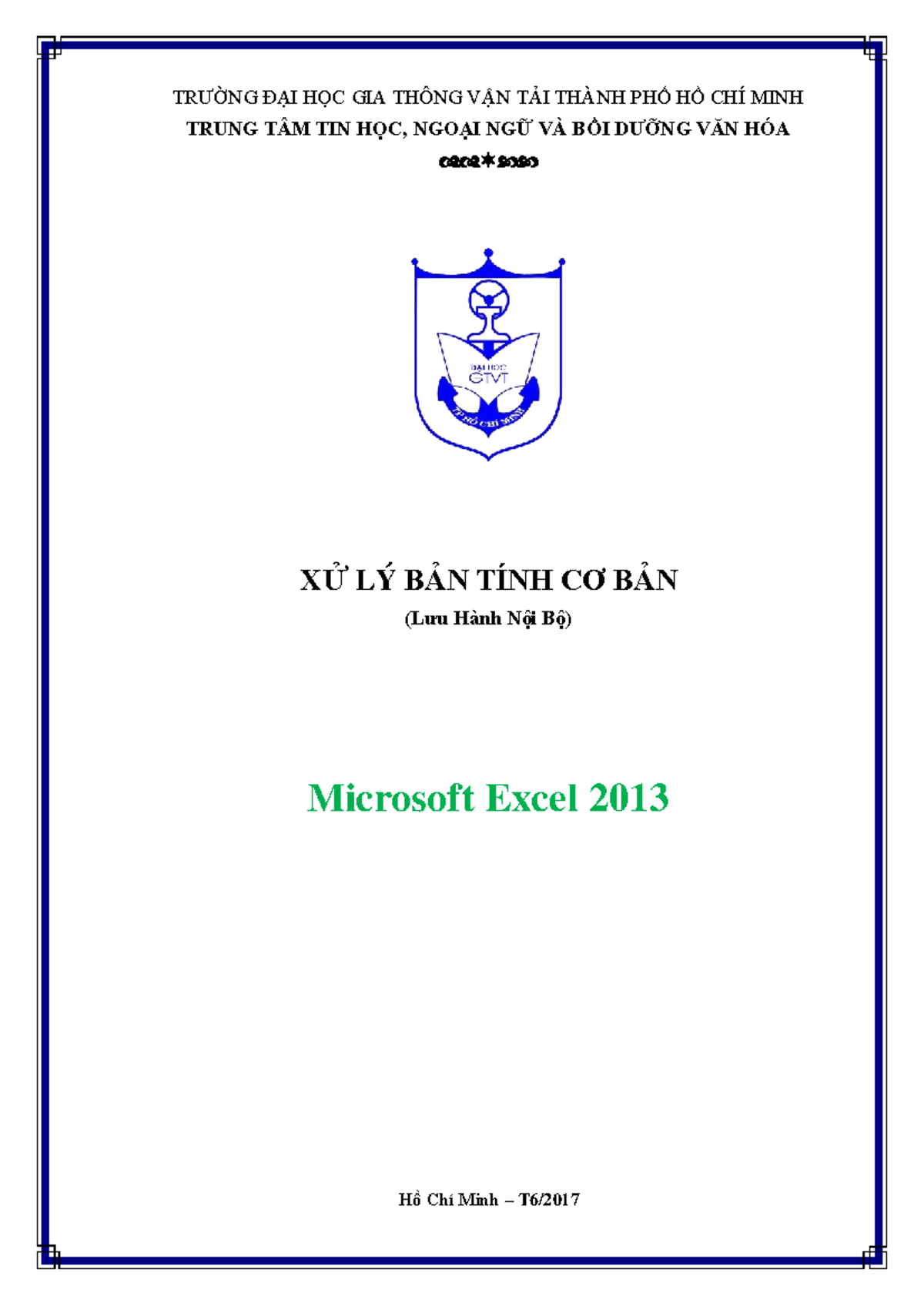 Module 4 - Xử Lý Bản Tính Cơ Bản Microsoft Excel 2013 - Studocu