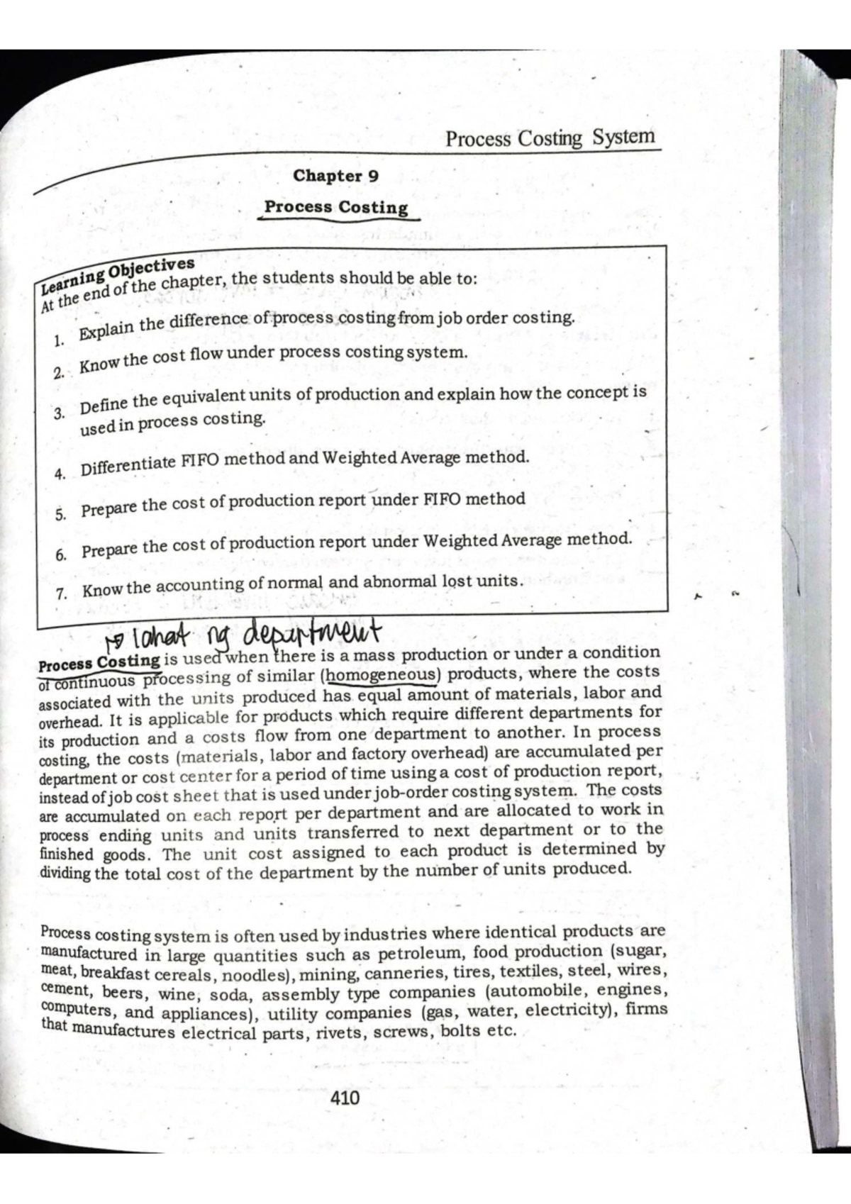 Process Costing System: Chapter 9 Overview and Key Concepts - Studocu