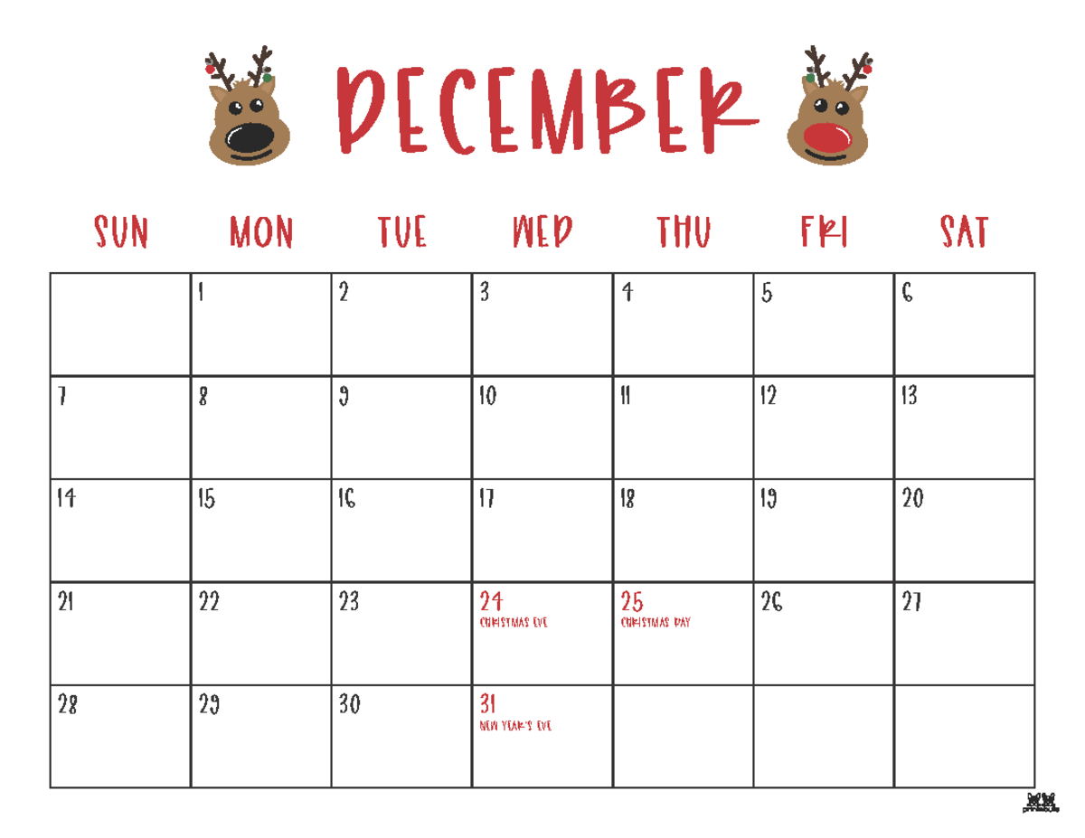 Printable December 2025 Calendar Style 10 - PSYC 102 - SUN MON TUE WED ...