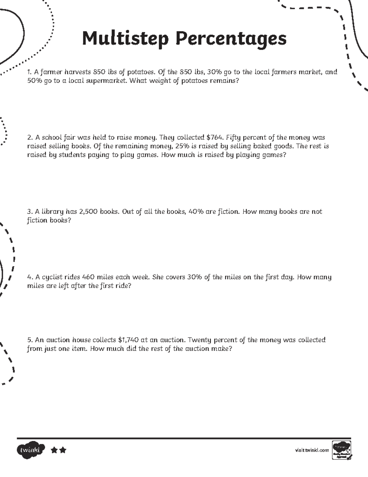 Multistep Percentages: Differentiated Word Problems for Math 101 - Studocu
