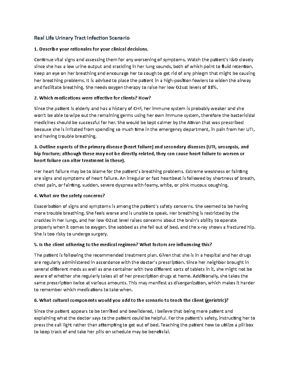 ATI- UTI Case Study Analysis & Patient Care Plan - Studocu