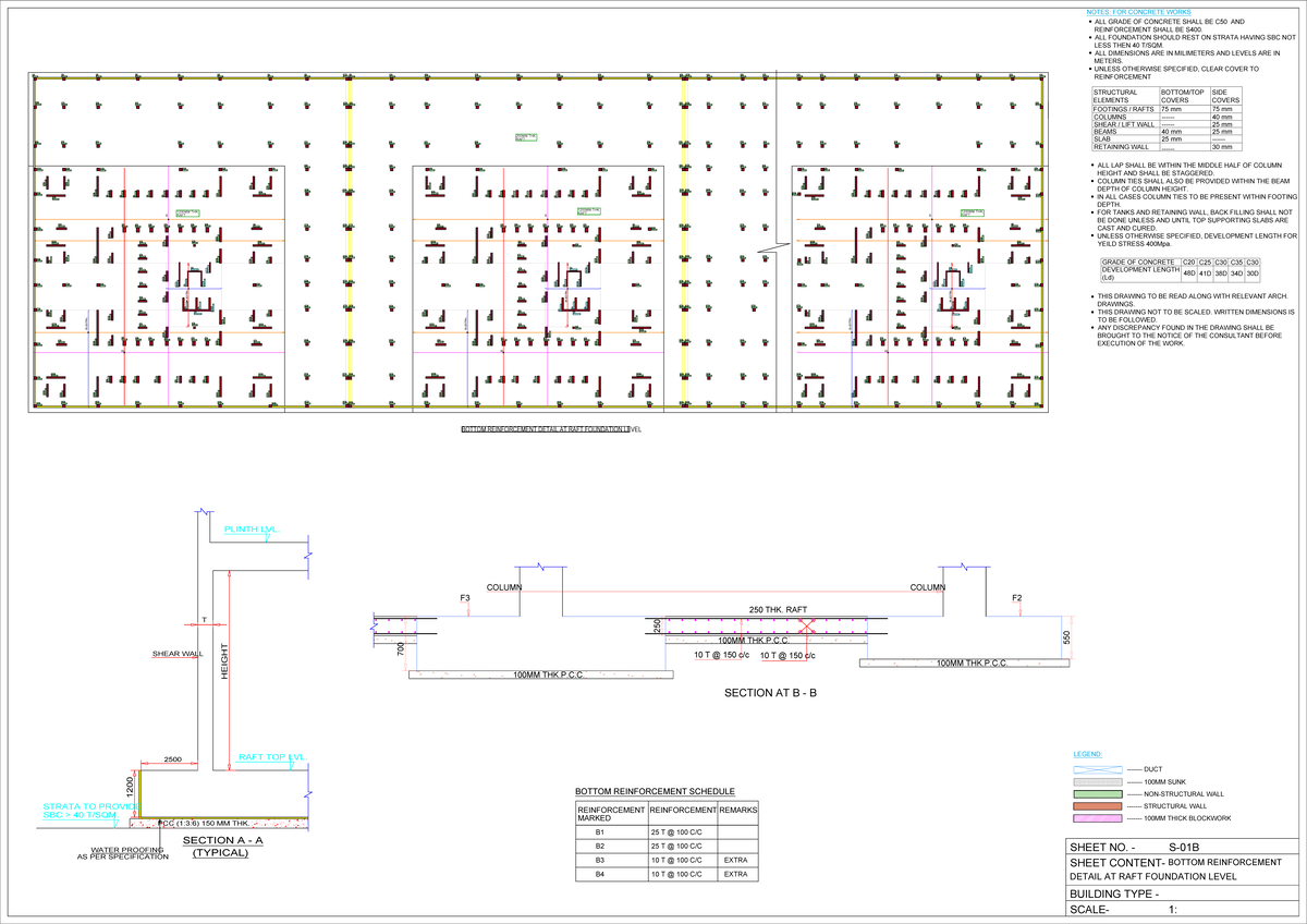 S-01B: Bottom Reinforcement Detail for Raft Foundation - Studocu