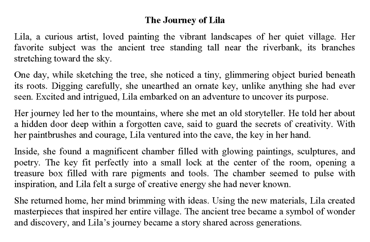 The Journey of Lila - GOOD STORY FOR TAG CLOUD ACTIVITY - The Journey ...