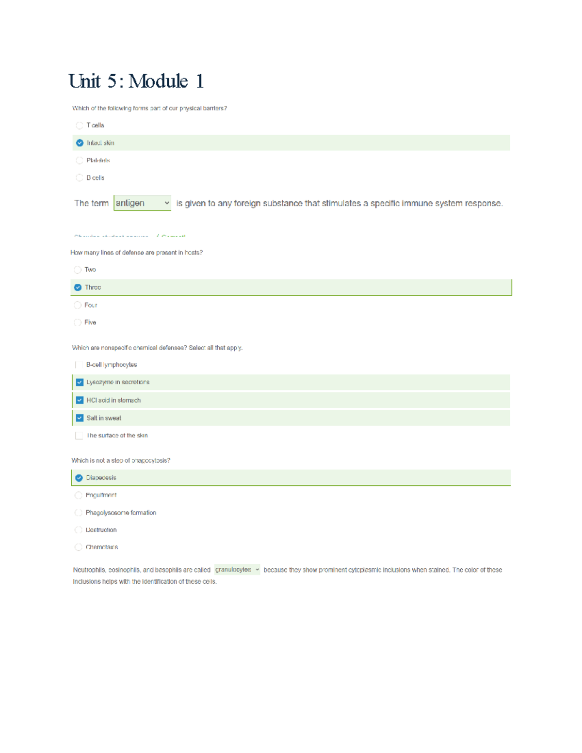Unit 5 - Module 1 - Unit 5: Module 1 Which of the following forms part ...