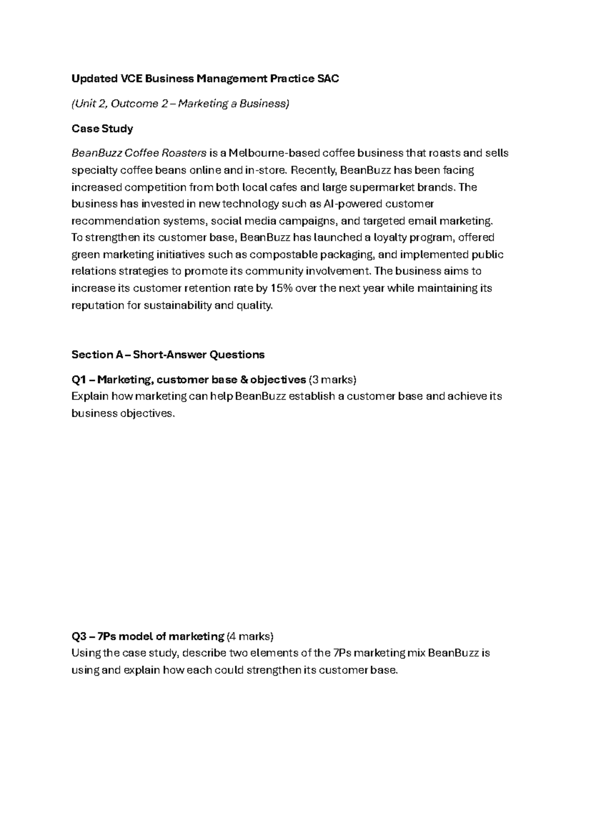 U2AOS2 Business Management Case Study: BeanBuzz Coffee Roasters - Studocu