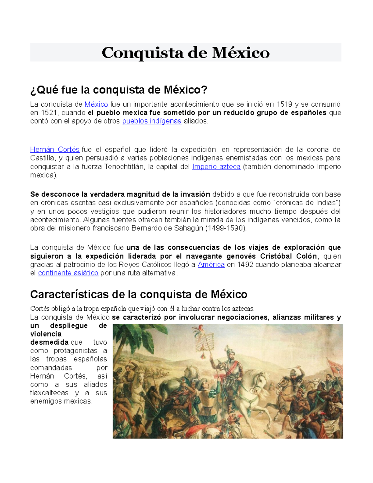Conquista de México - Exámenes Finales de Historia - Studocu