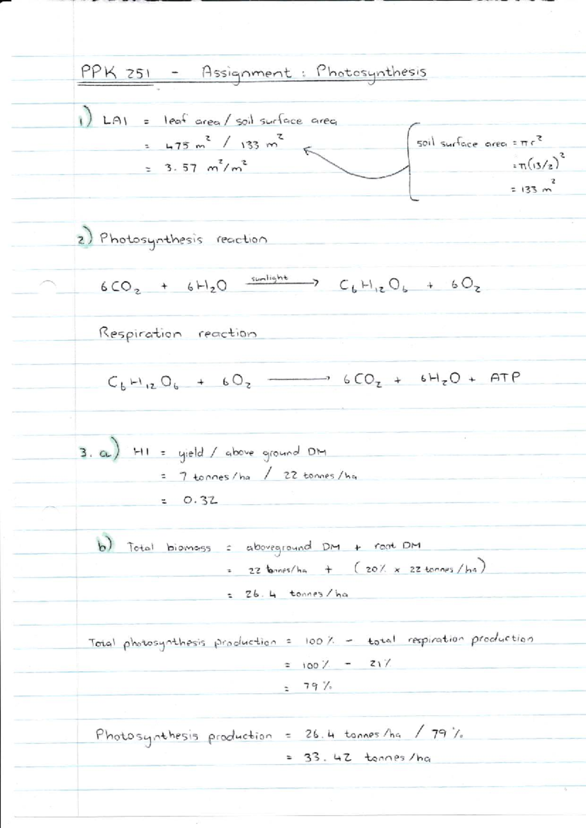 PPK 251-Assignment Photosynthesis - Lfrtr = te*{" *r i\ gr-u"{eee &rff ...