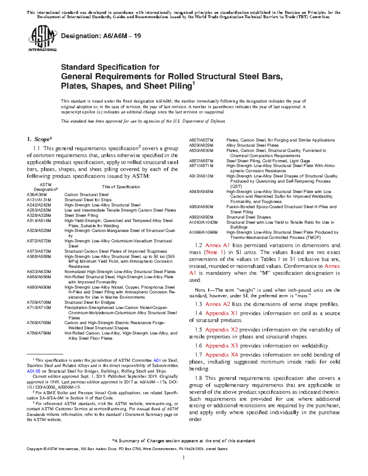 ASTM A6/A6M: General Requirements for Structural Steel Products - Studocu