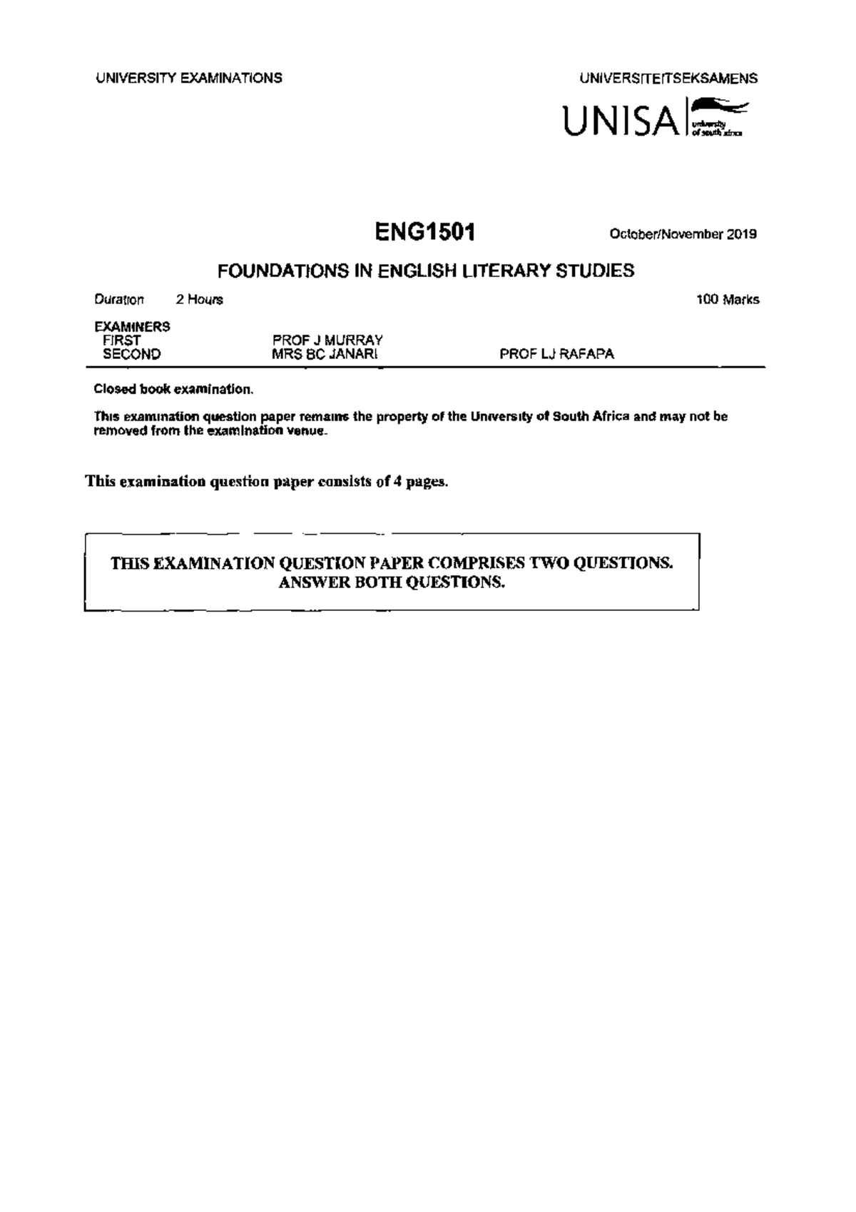 ENG1501-2019-November Exam - ENG1501 - Studocu