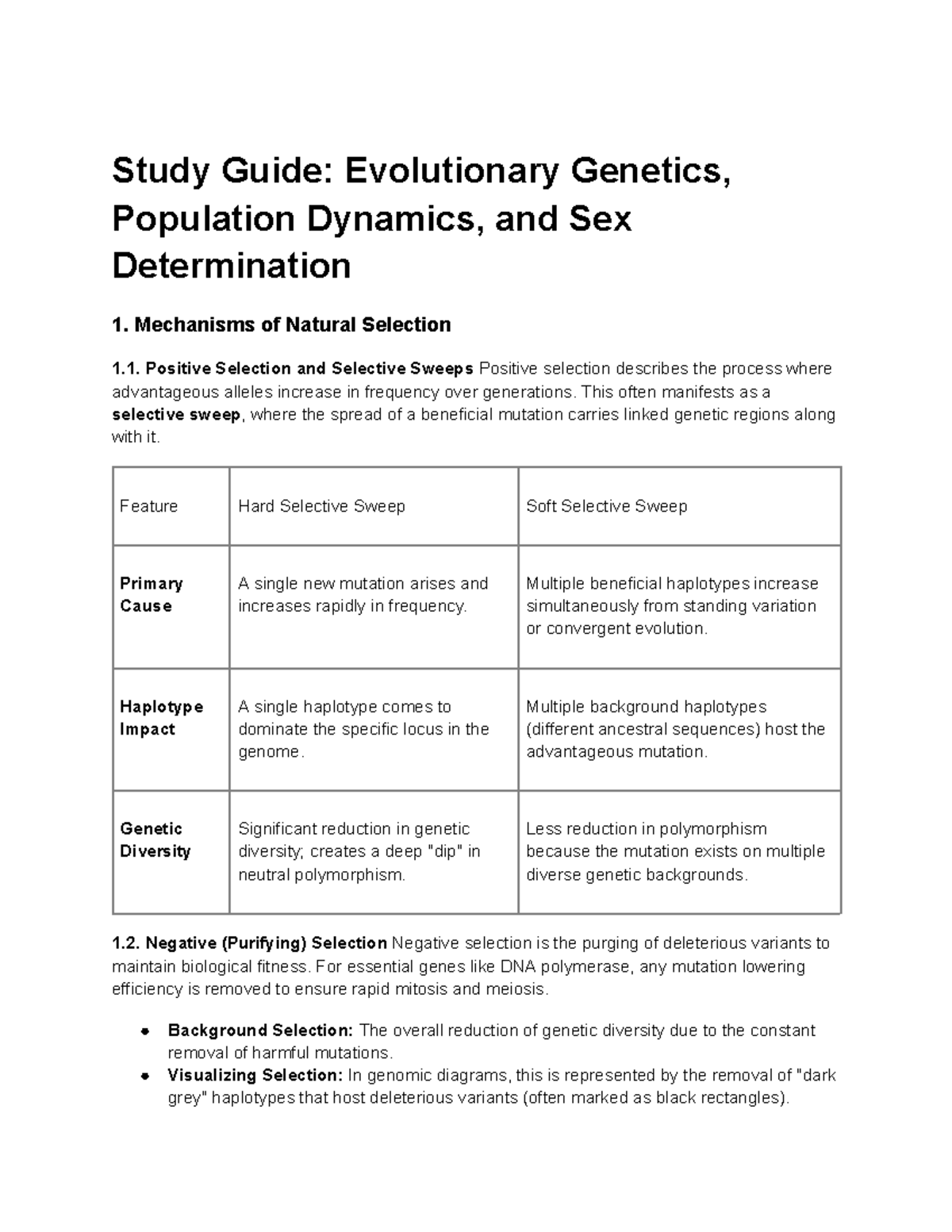 Study Guide: EVOL 101 - Evolutionary Genetics & Population Dynamics ...