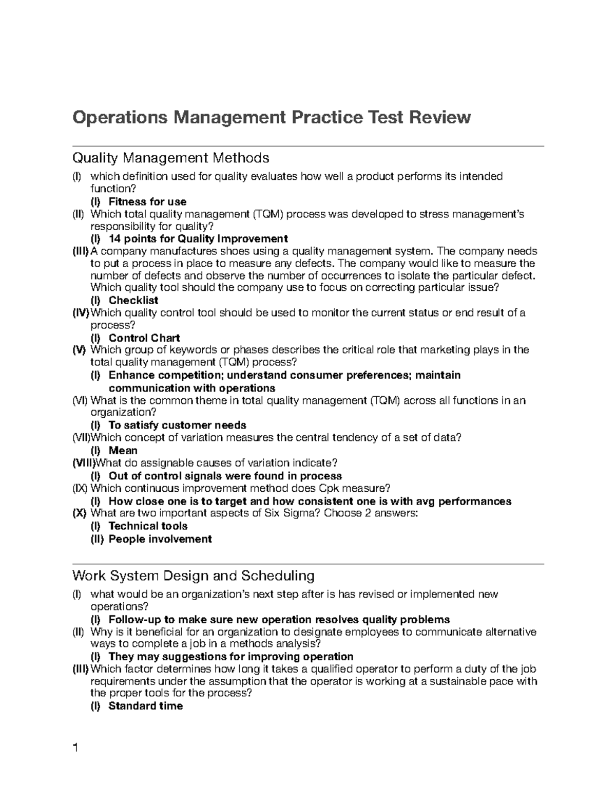 C215 Operations Management Practice Exam Review Guide - Studocu
