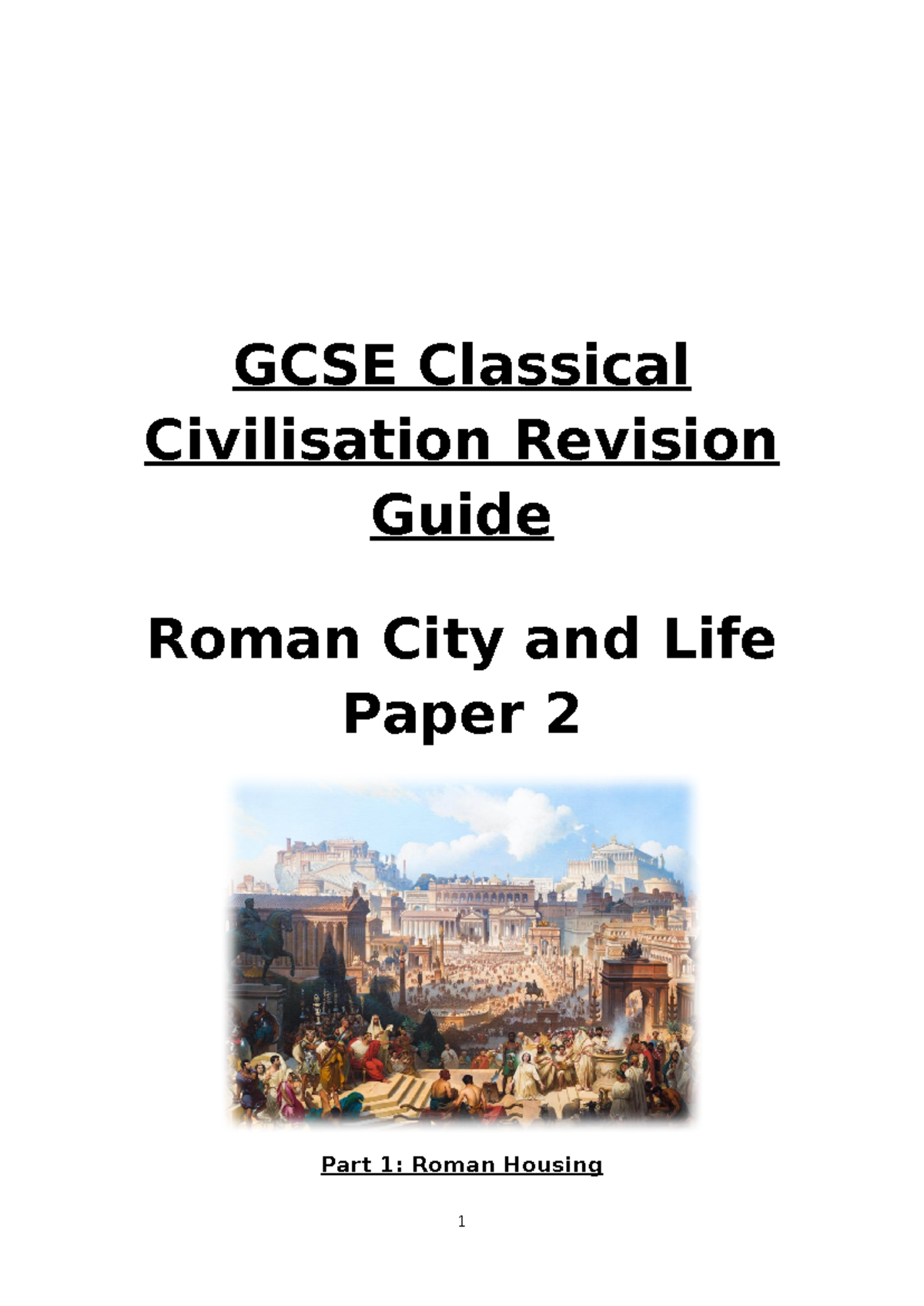 GCSE Classical: Roman City & Life Revision Guide for Paper 2 - Studocu