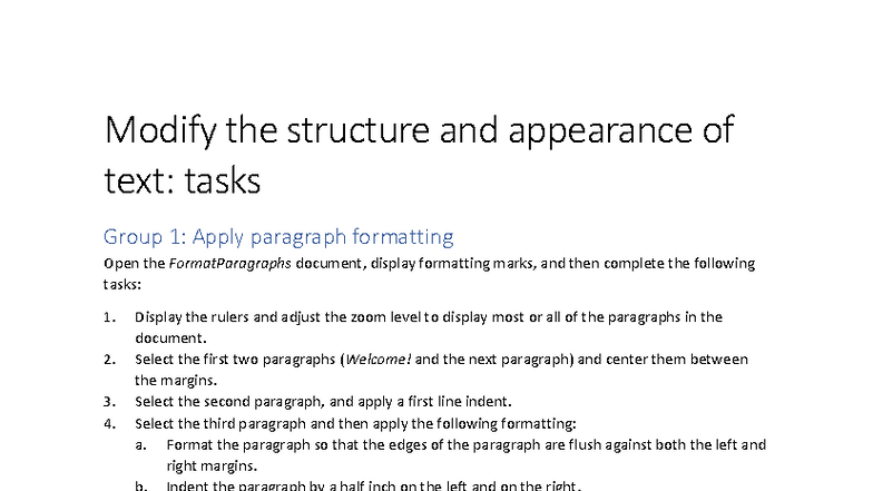 ICT Word 02 - Formatting and Structuring Tasks Guide - Studocu