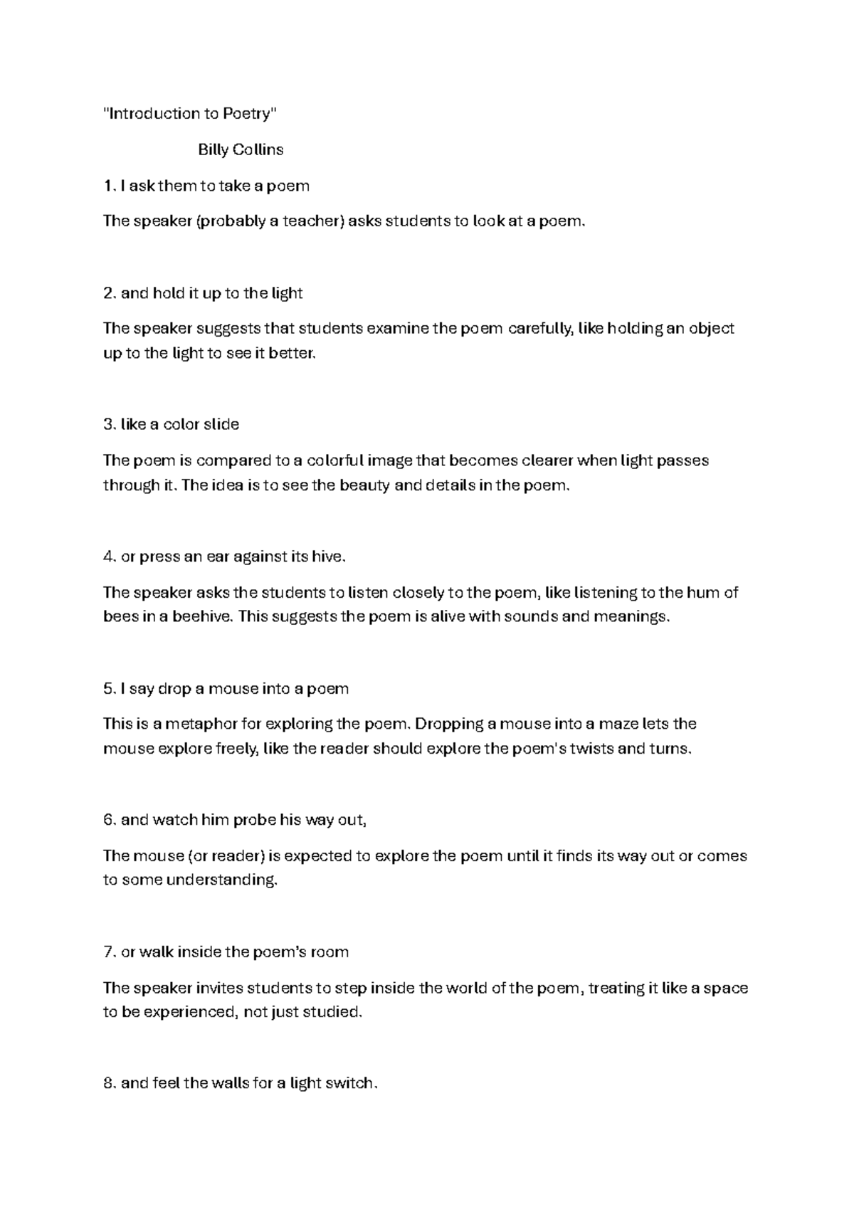 ENG 101: Introduction to Poetry Analysis & Exploration Techniques - Studocu
