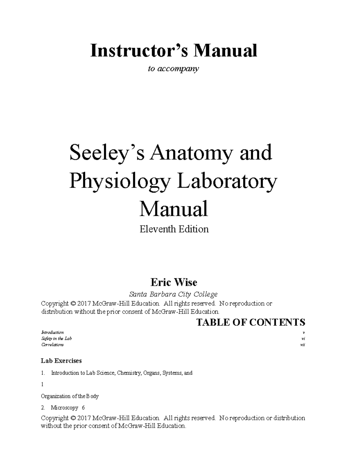 Instructor's Manual for Seeley's Anatomy and Physiology Lab 11th Ed ...