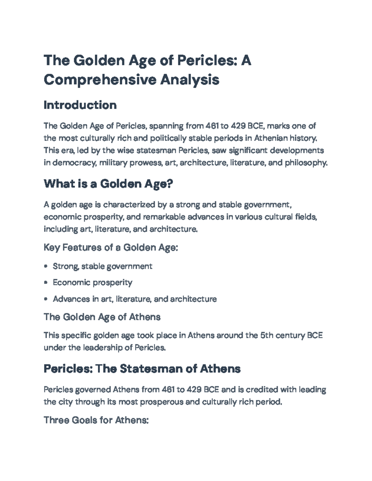 The Golden Age of Pericles: Insights into Athenian Culture and ...