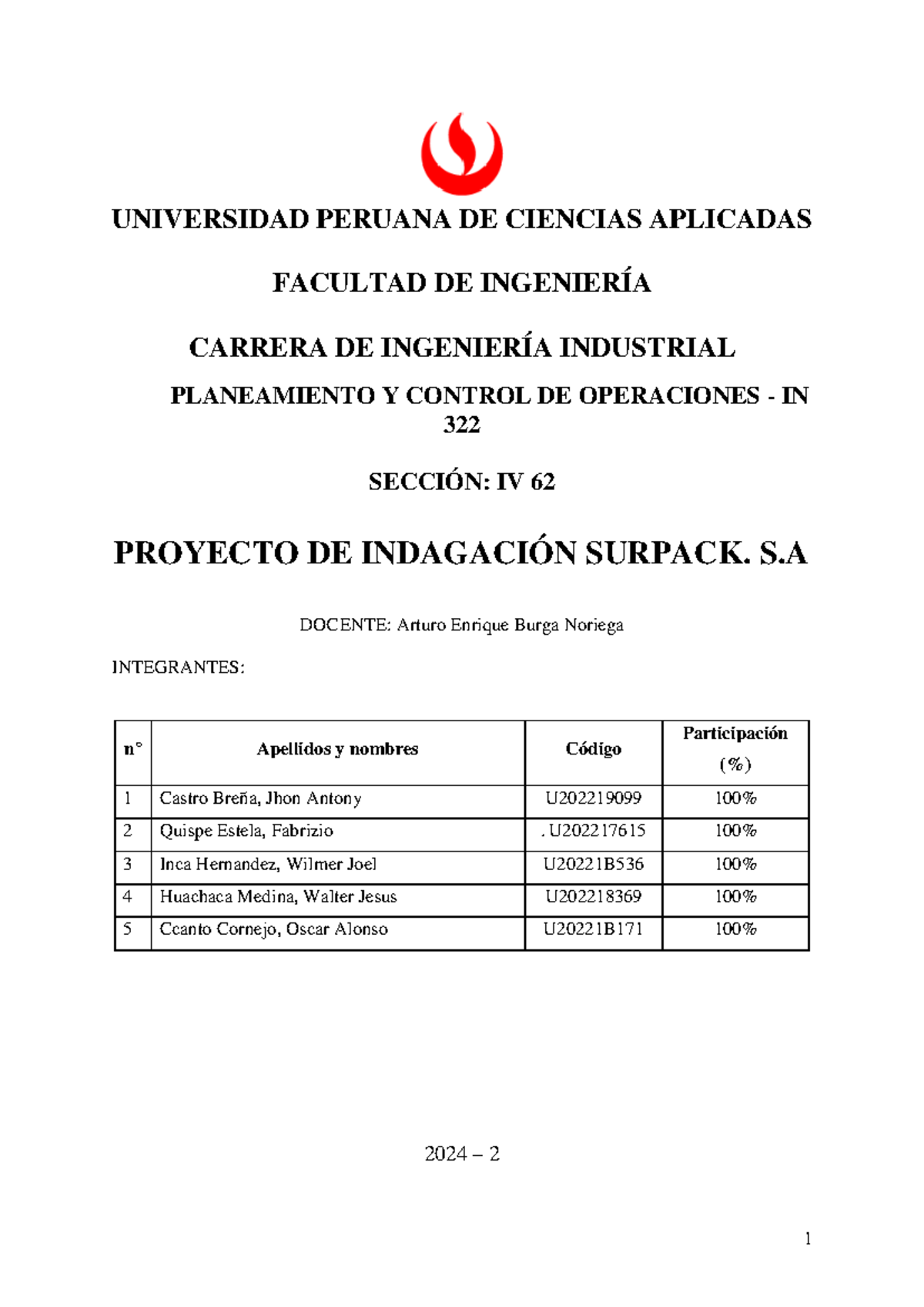 PCO Trabajo Final: Proyecto de Indagación sobre SURPACK - Grupo 4 - Studocu
