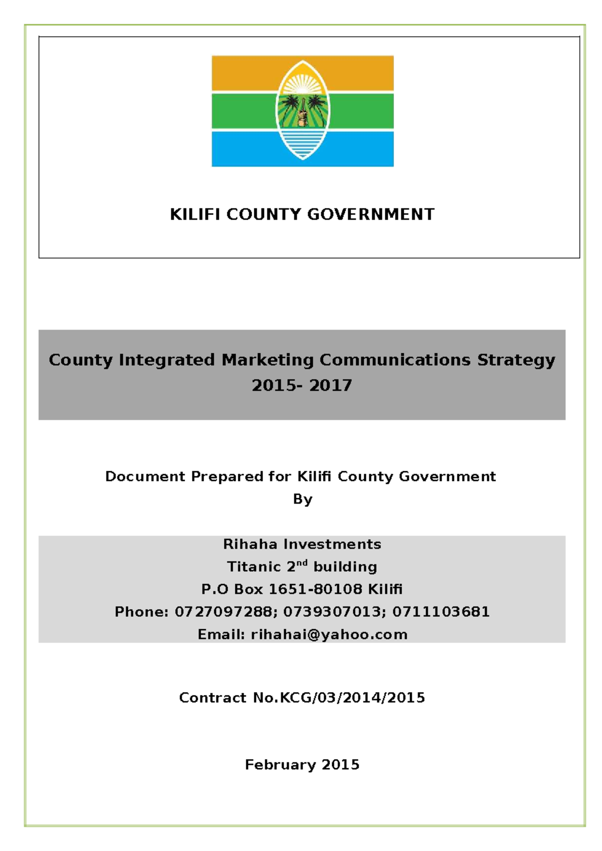 Kilifi County Government IMC Strategy 2017: A Comprehensive Guide - Studocu