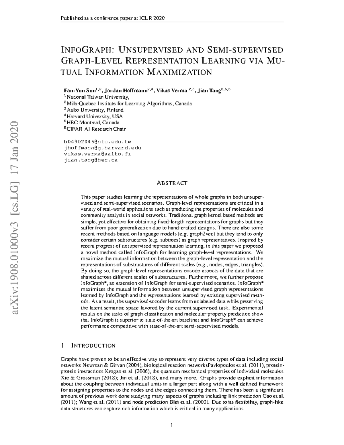 InfoGraph: Unsupervised & Semi-Supervised Graph Representation Learning ...