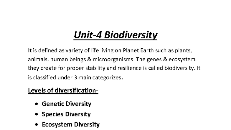 Unit 4 Notes: Understanding Biodiversity and Conservation Strategies ...