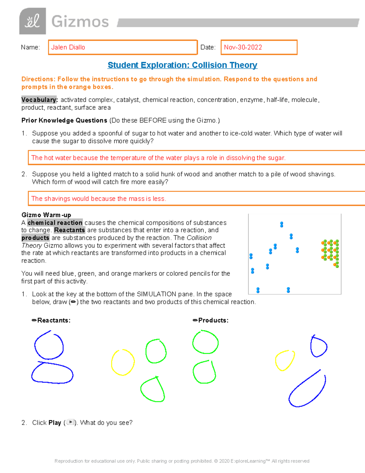 Collision Theory Simulation Exploration for Chemistry 101 - Studocu