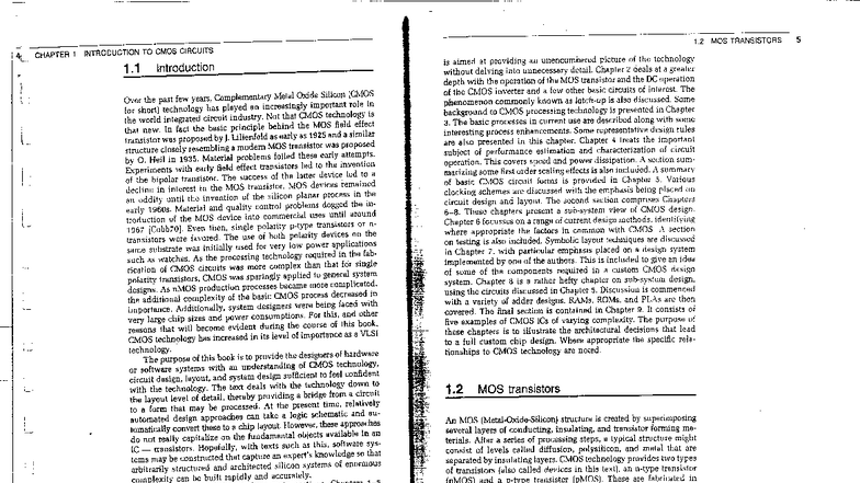 VLSI 1: Introduction to CMOS Circuits and MOS Transistors - Studocu