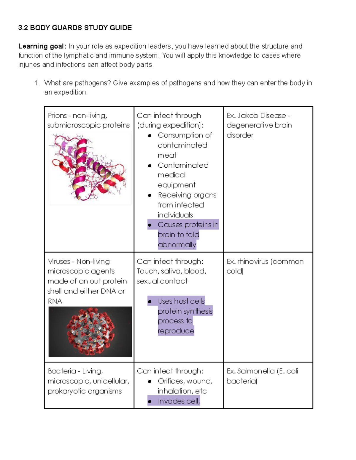 3.2 Body Guards: Immune System Study Guide for Expedition Leaders - Studocu