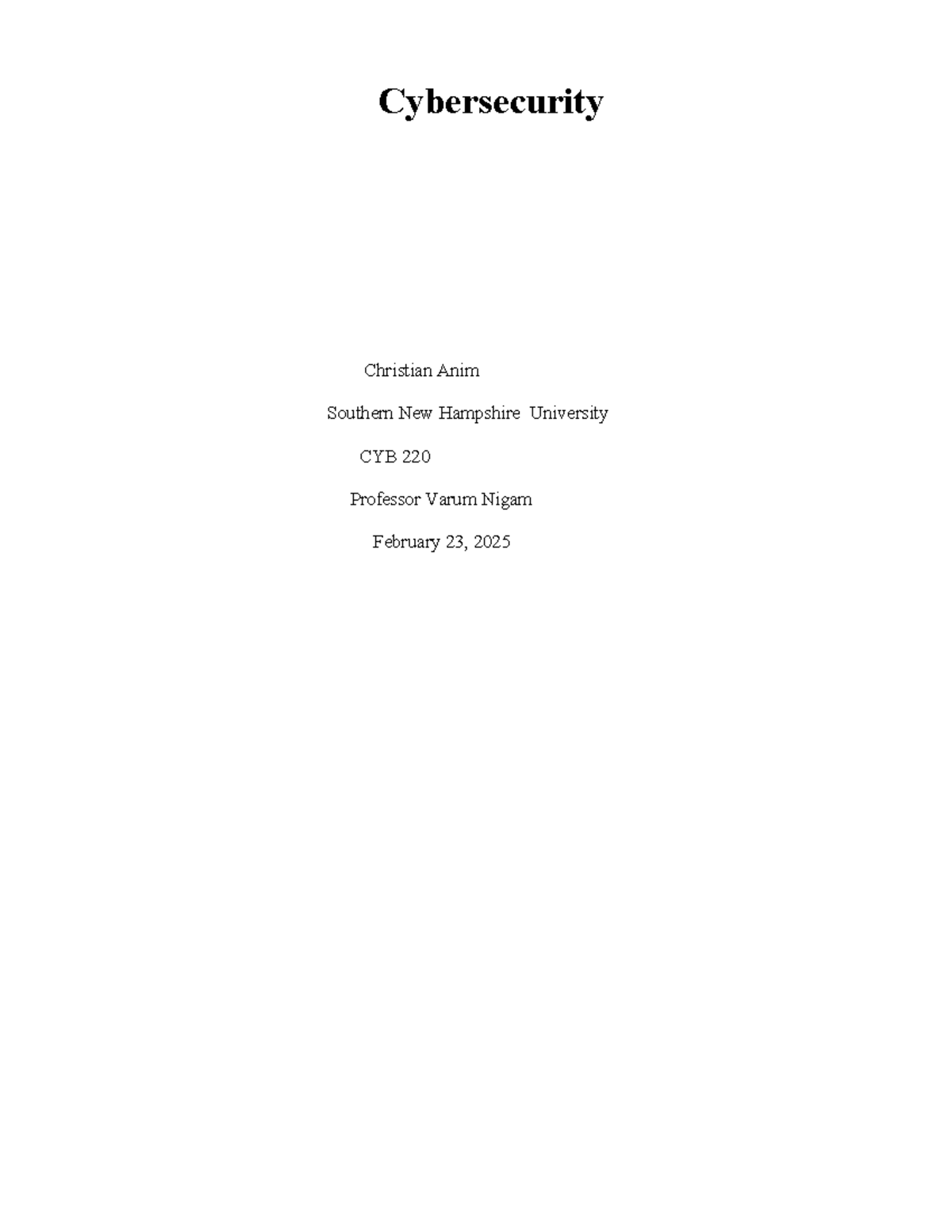 CYB 220 Week 7: Evaluation of Network Protection Technologies - Studocu