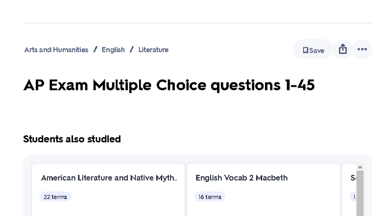AP English Literature Quizlet: Multiple Choice Questions & Terms - Studocu