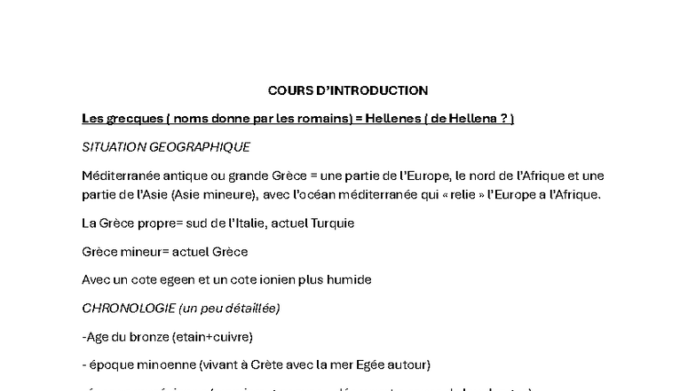 Cours 1: Introduction à la Grèce Antique et ses Sources Historiques ...