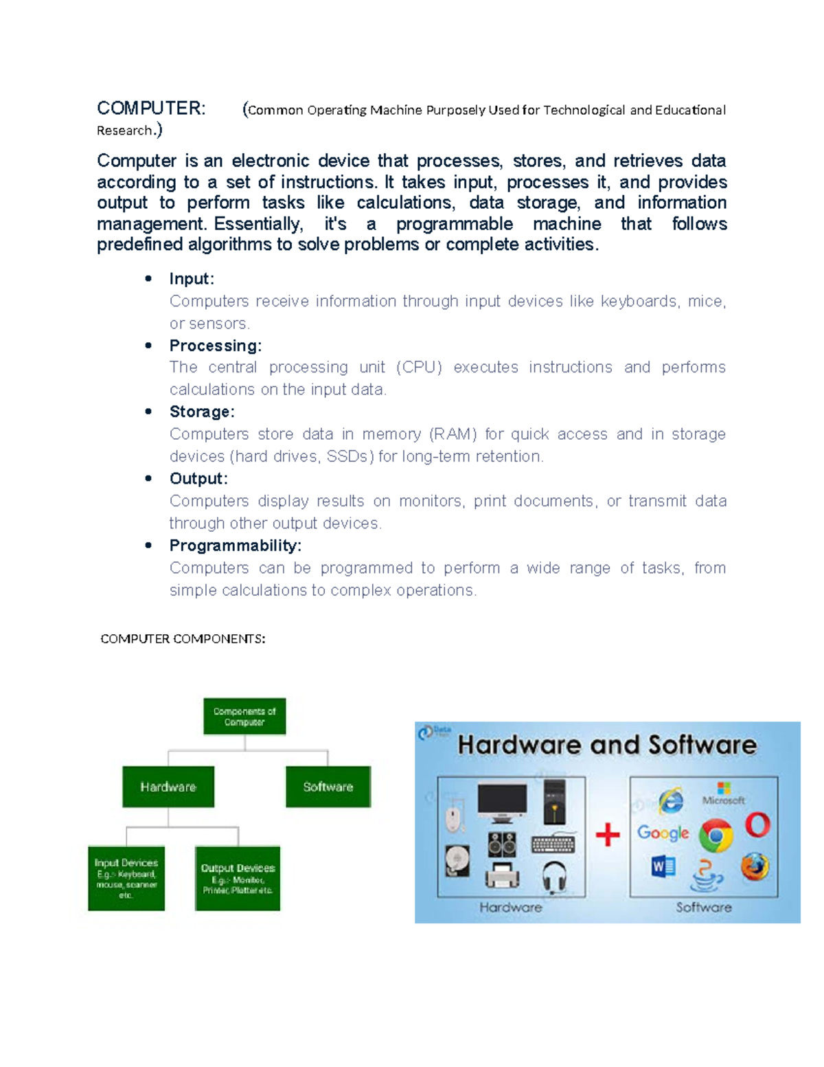 COMPUTER: Overview of Hardware, Software, and AI Applications - Studocu