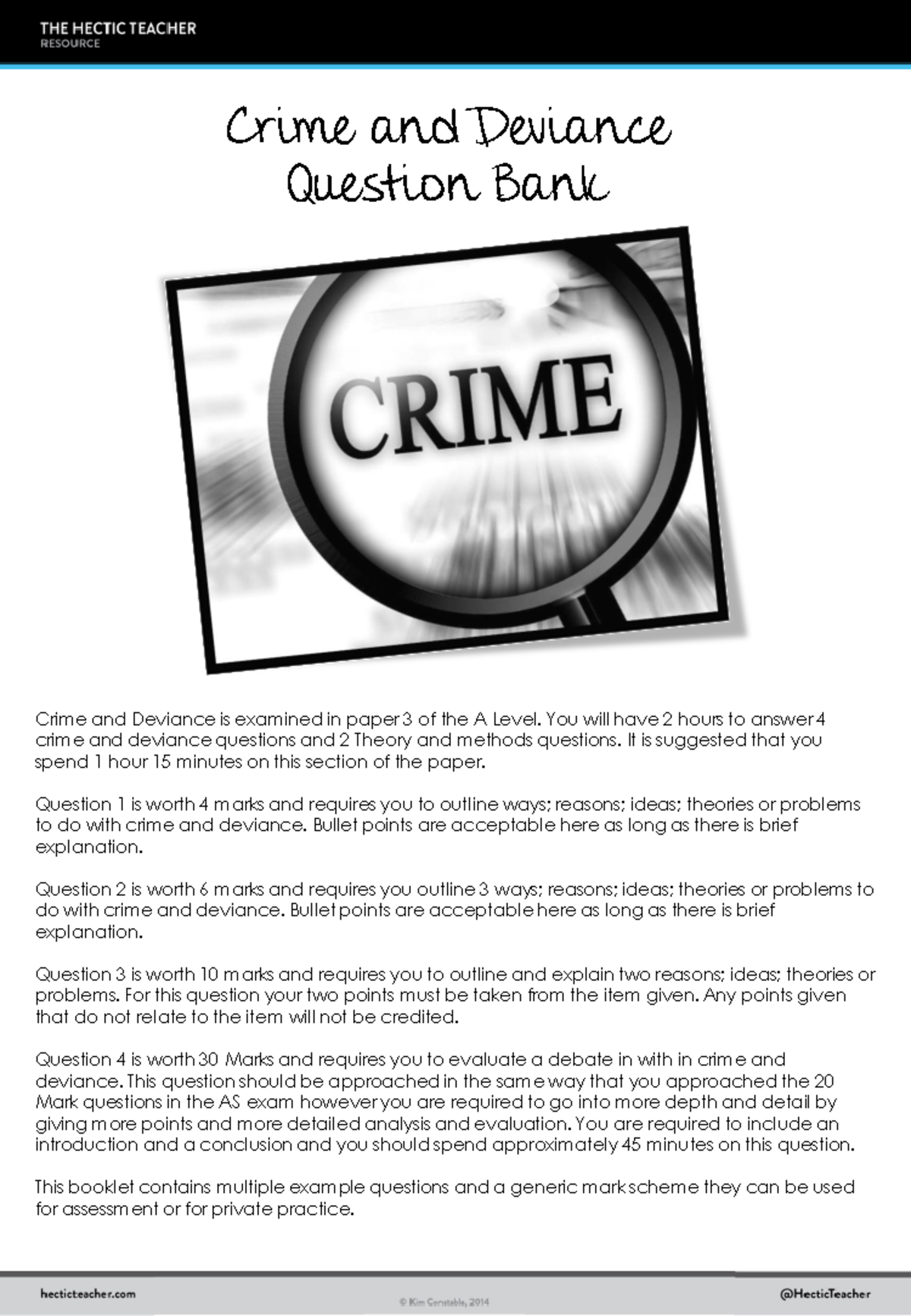 Crime and Deviance Question Bank - A Level Sociology Study Guide - Studocu