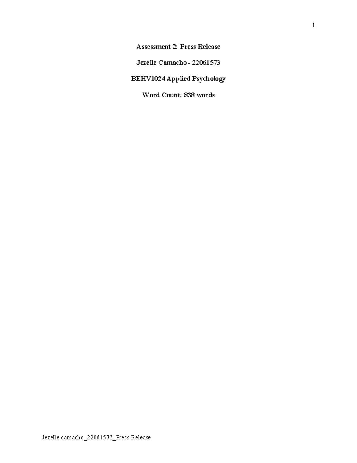 BEHV1024 Assessment 2: Body Positivity Movement Analysis - Studocu