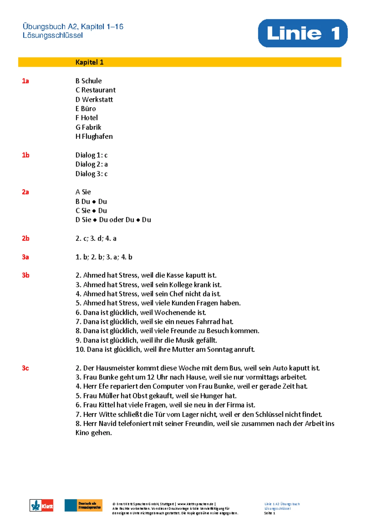Linie 1 A2 Arbeitsblätter Grammatik Pdf