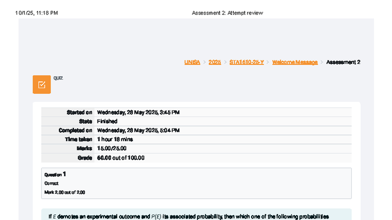 Assessment 2 Attempt Review - UNISA 2025 - Studocu