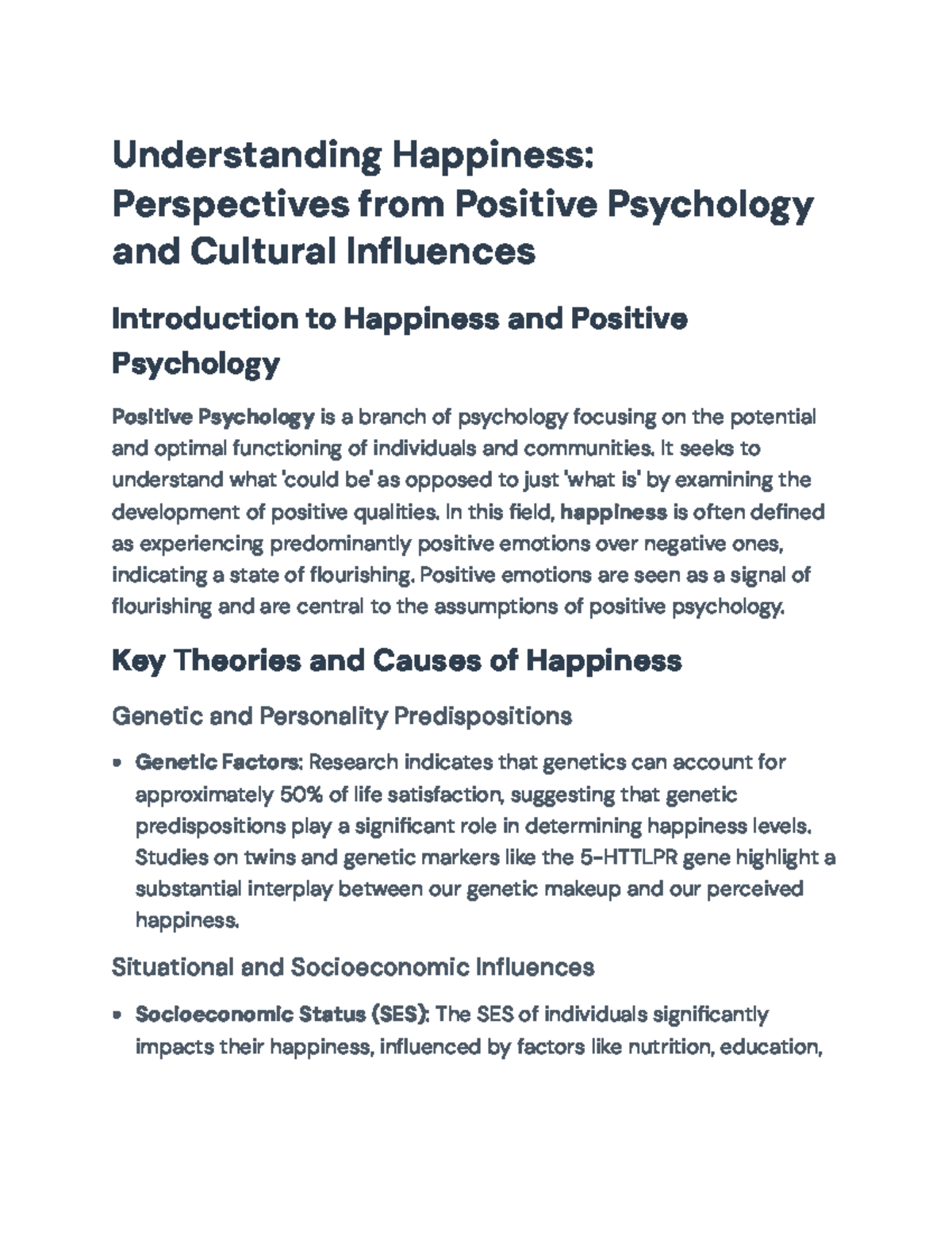 Understanding Happiness: Insights from Positive Psychology and Culture ...
