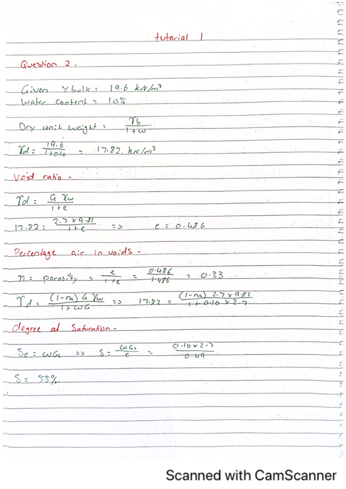 Tut 1 - Soil Mechanics Tutorial 1: Concepts and Calculations - Studocu