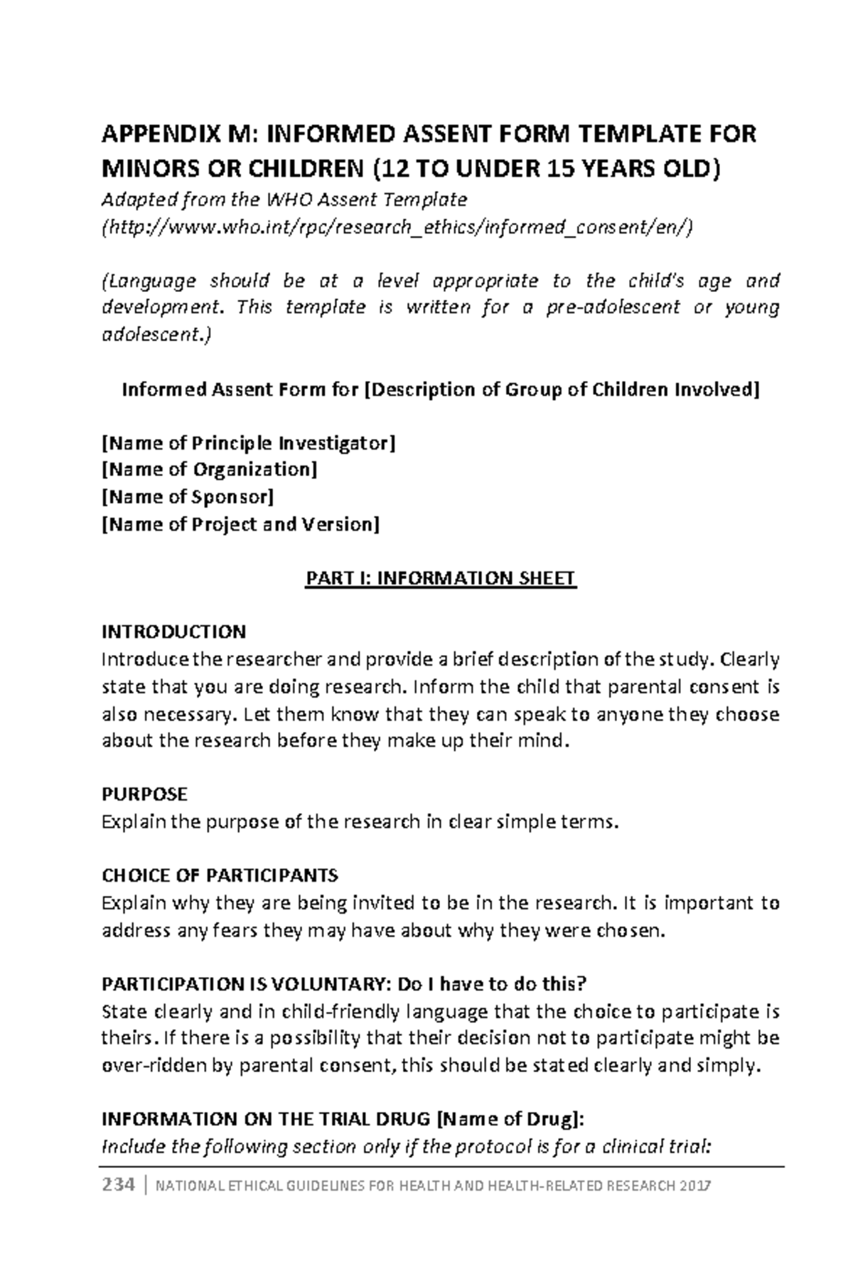 Informed Assent Form Template for Minors (12-15 Years) - Studocu