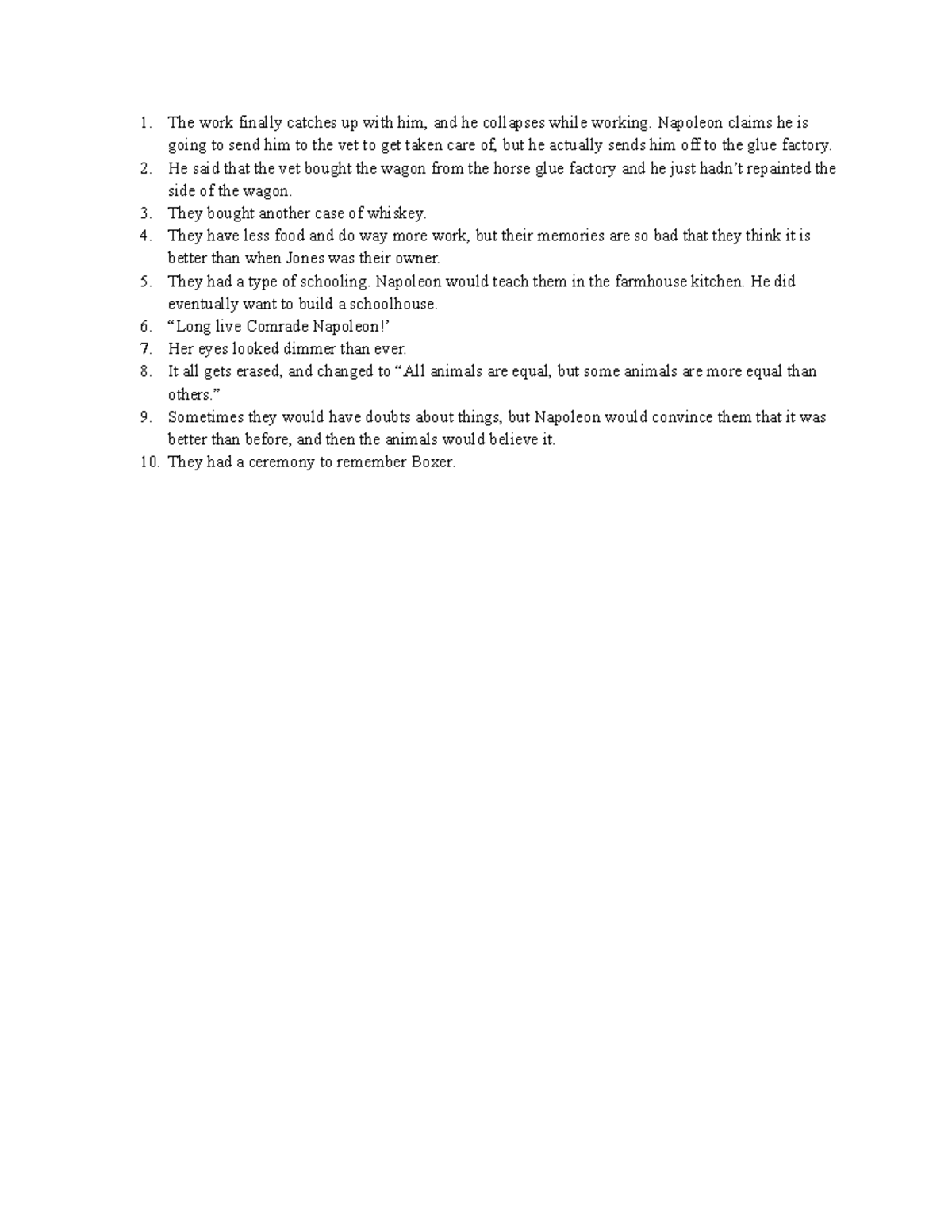 Animal Farm CH9 Analysis & Discussion Questions - Studocu