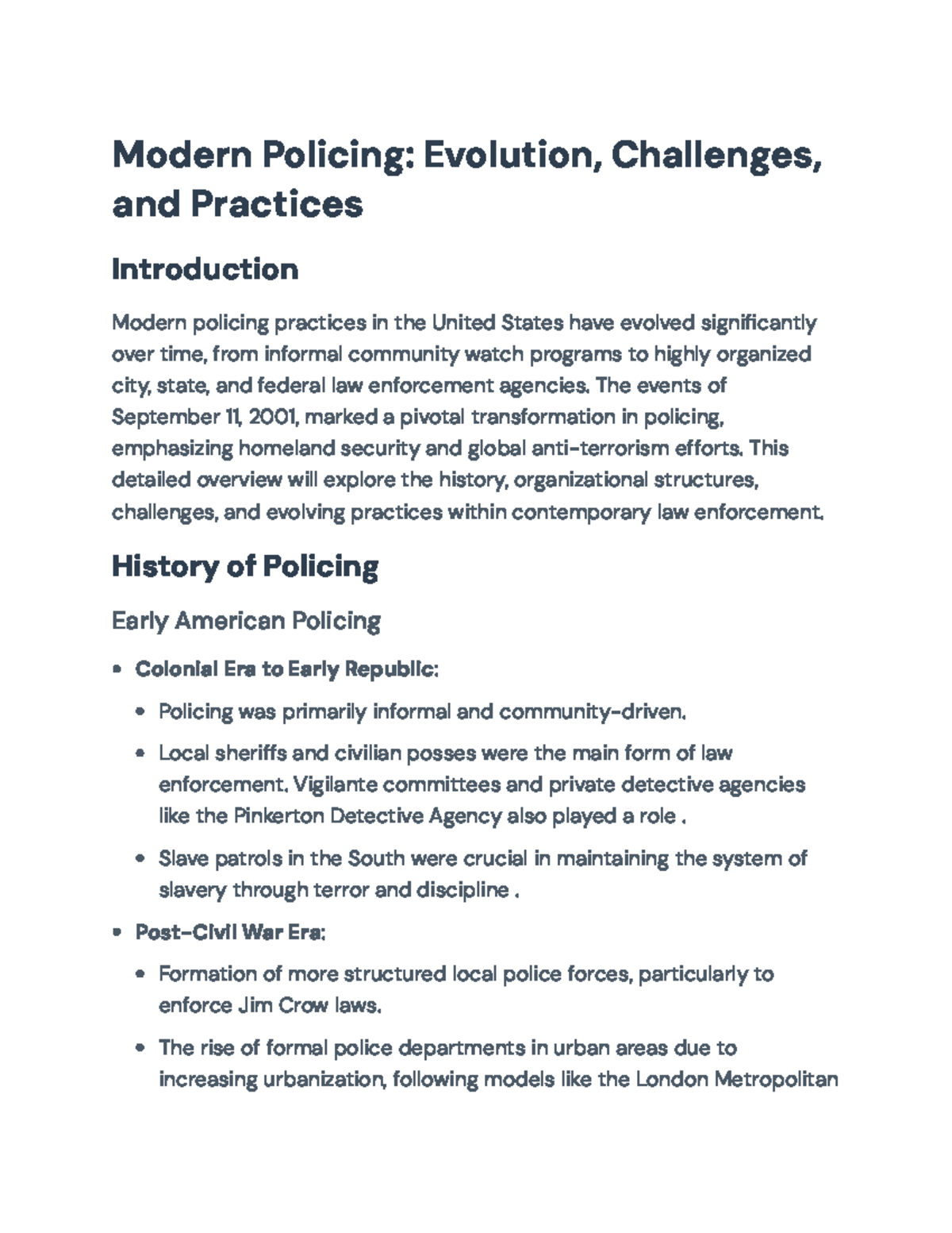 Modern Policing: Historical Evolution, Challenges & Practices (POL 101 ...