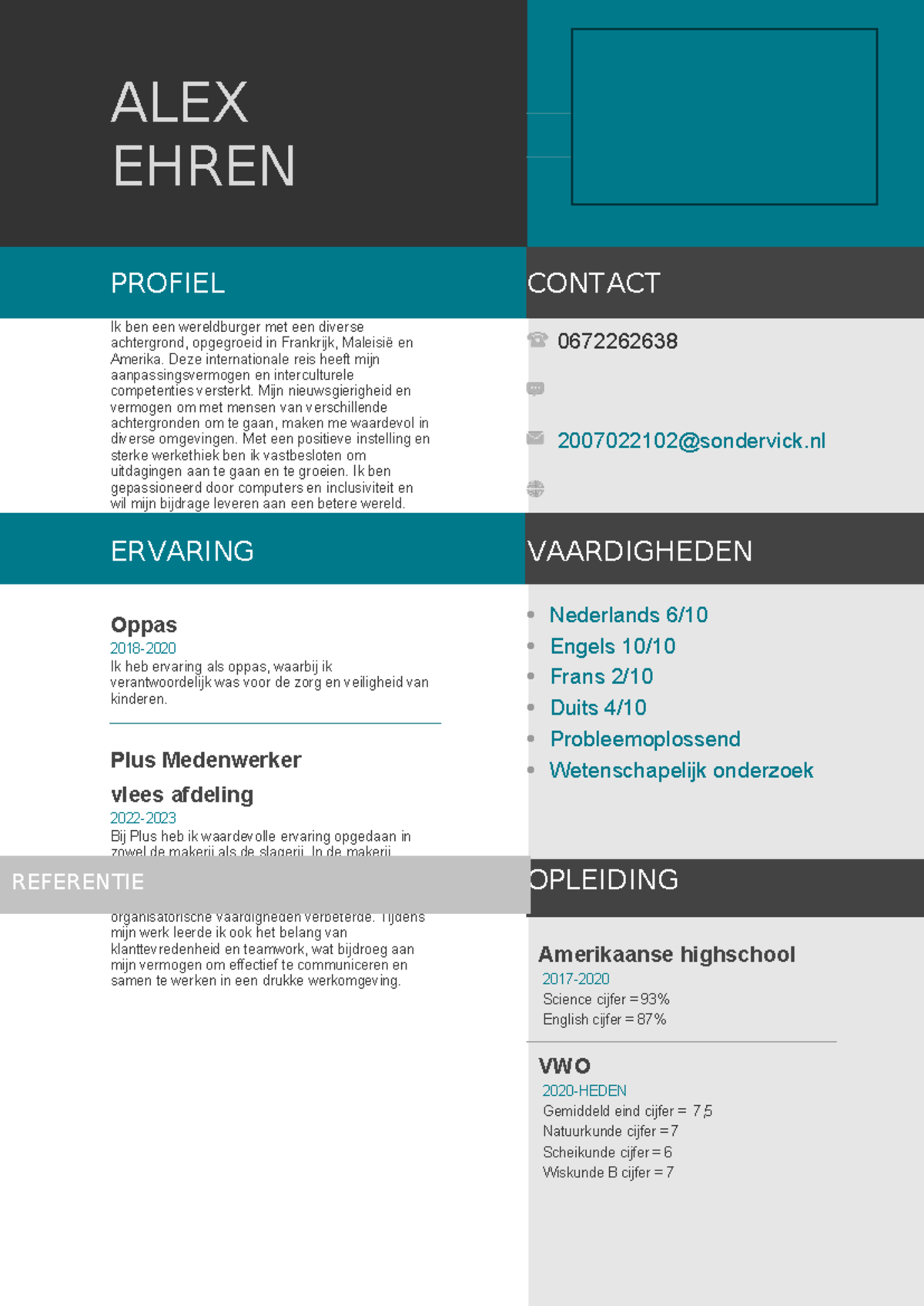 CV - Alex Ehren met Diverse Achtergrond en Ervaring - Studeersnel