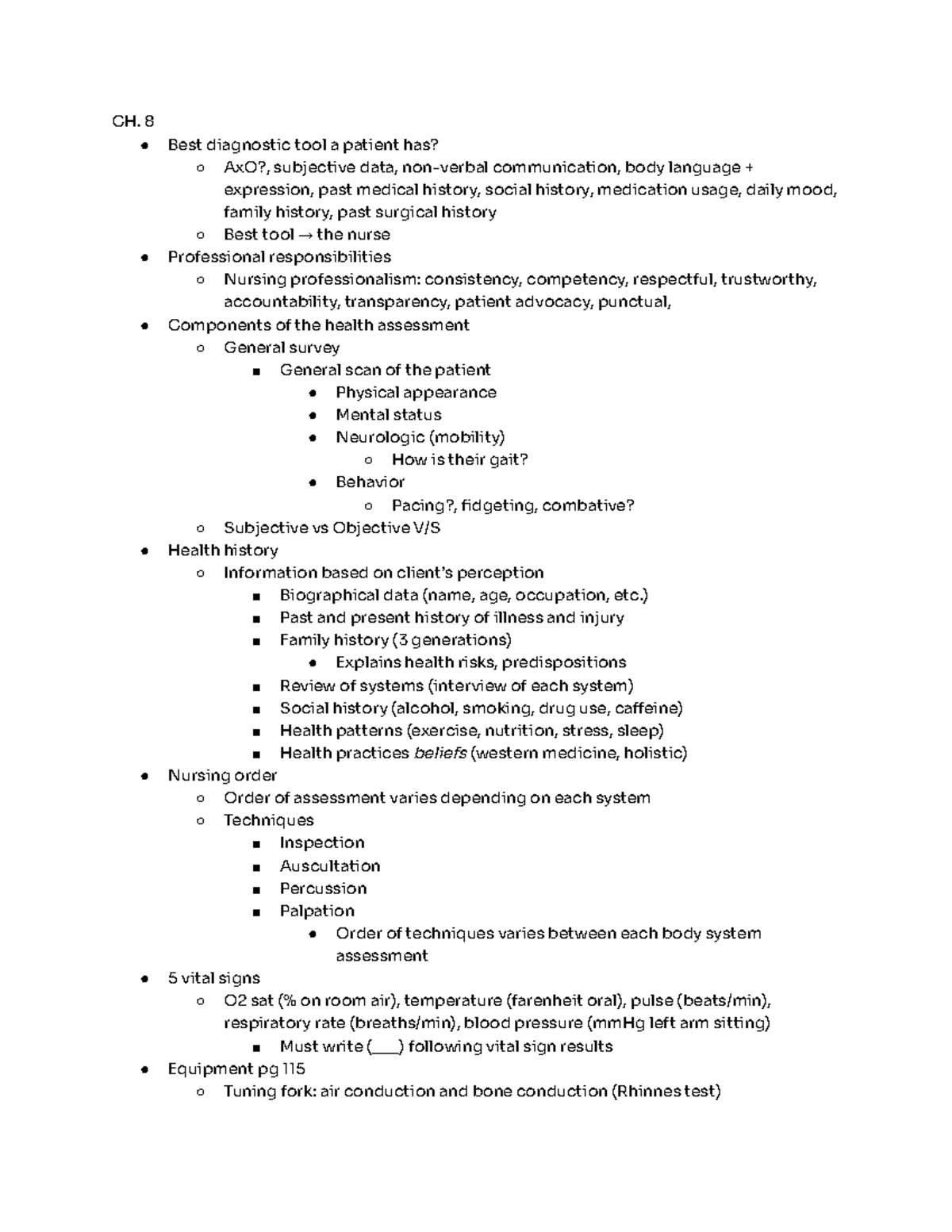 PA 101 Lecture Notes: Health Assessment Techniques & Tools - Studocu