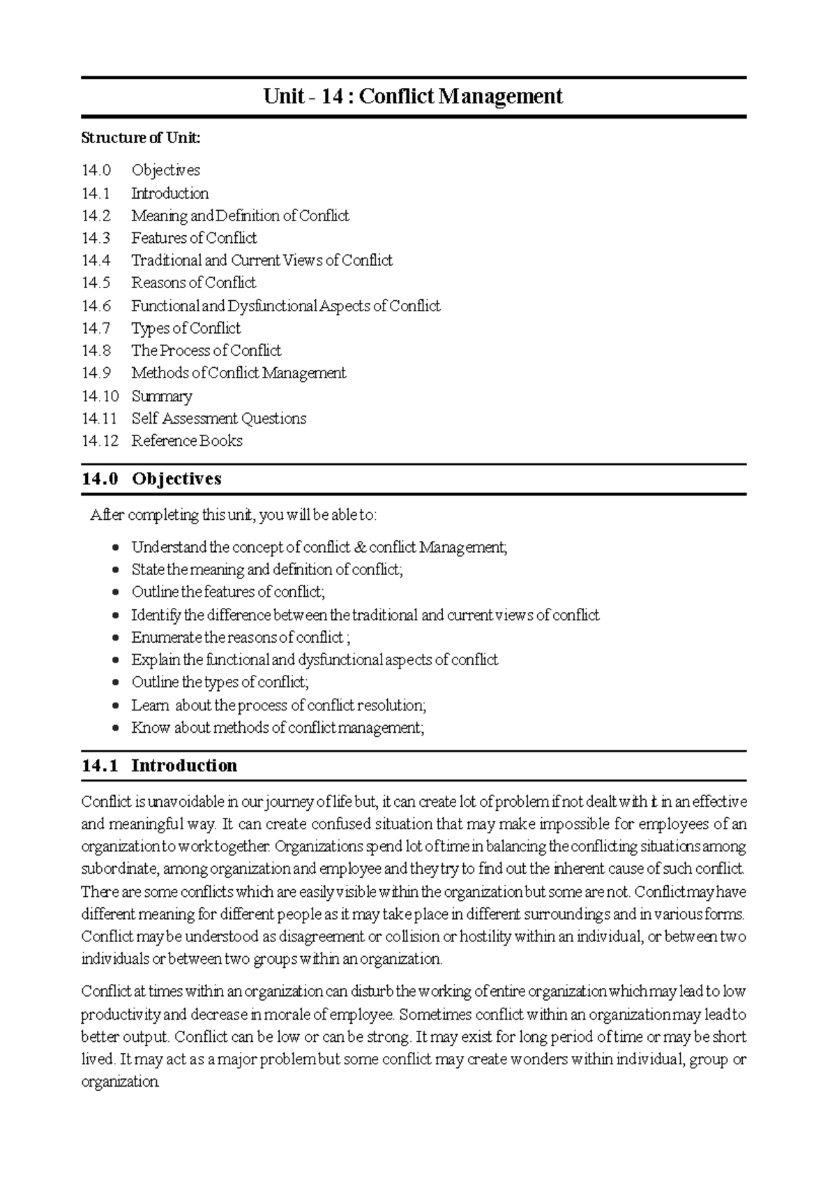 Conflict Management Lecture Notes - Unit 14 Overview and Insights - Studocu