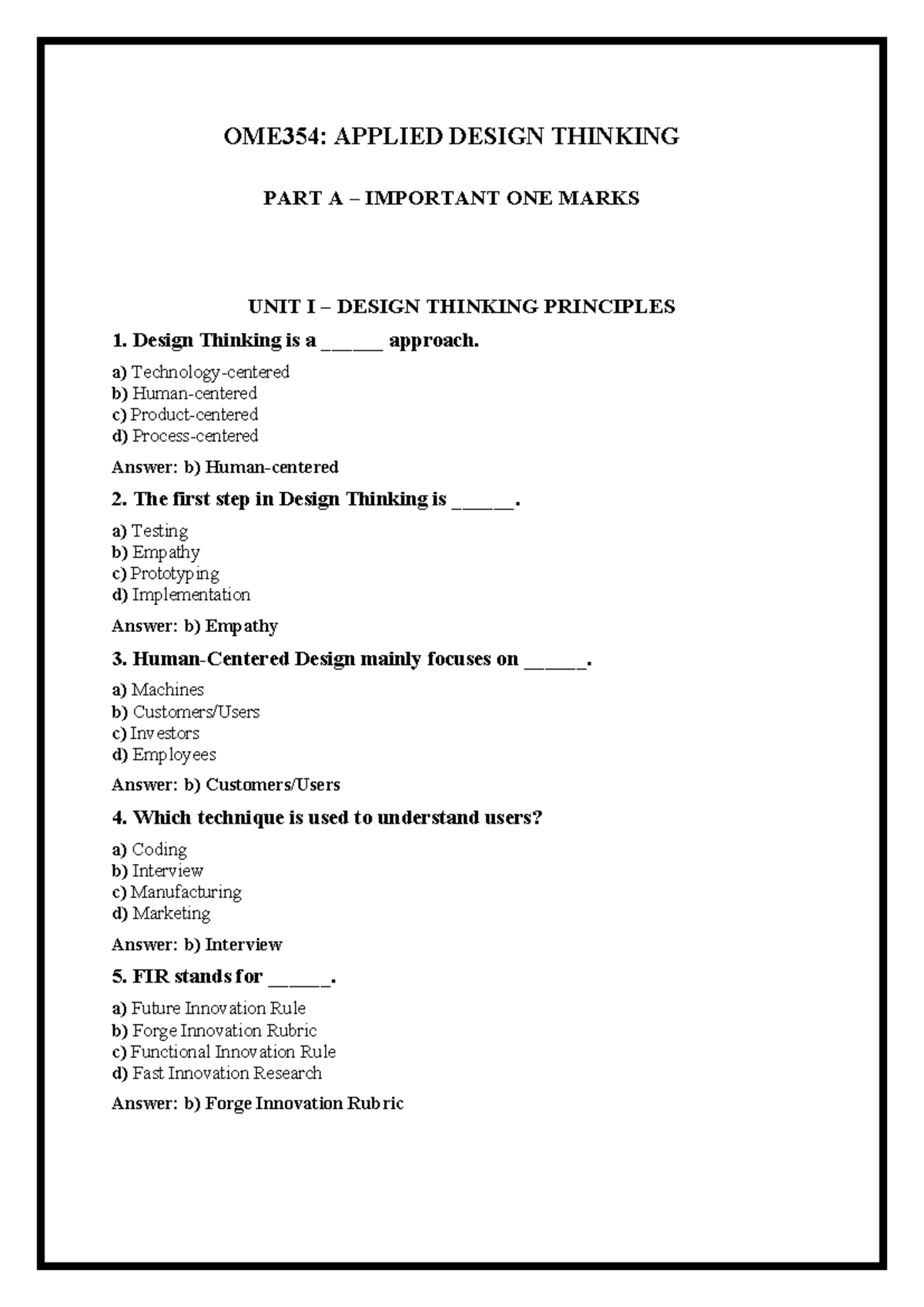 OME354: ADT PART A - Key Concepts and Principles Review - Studocu