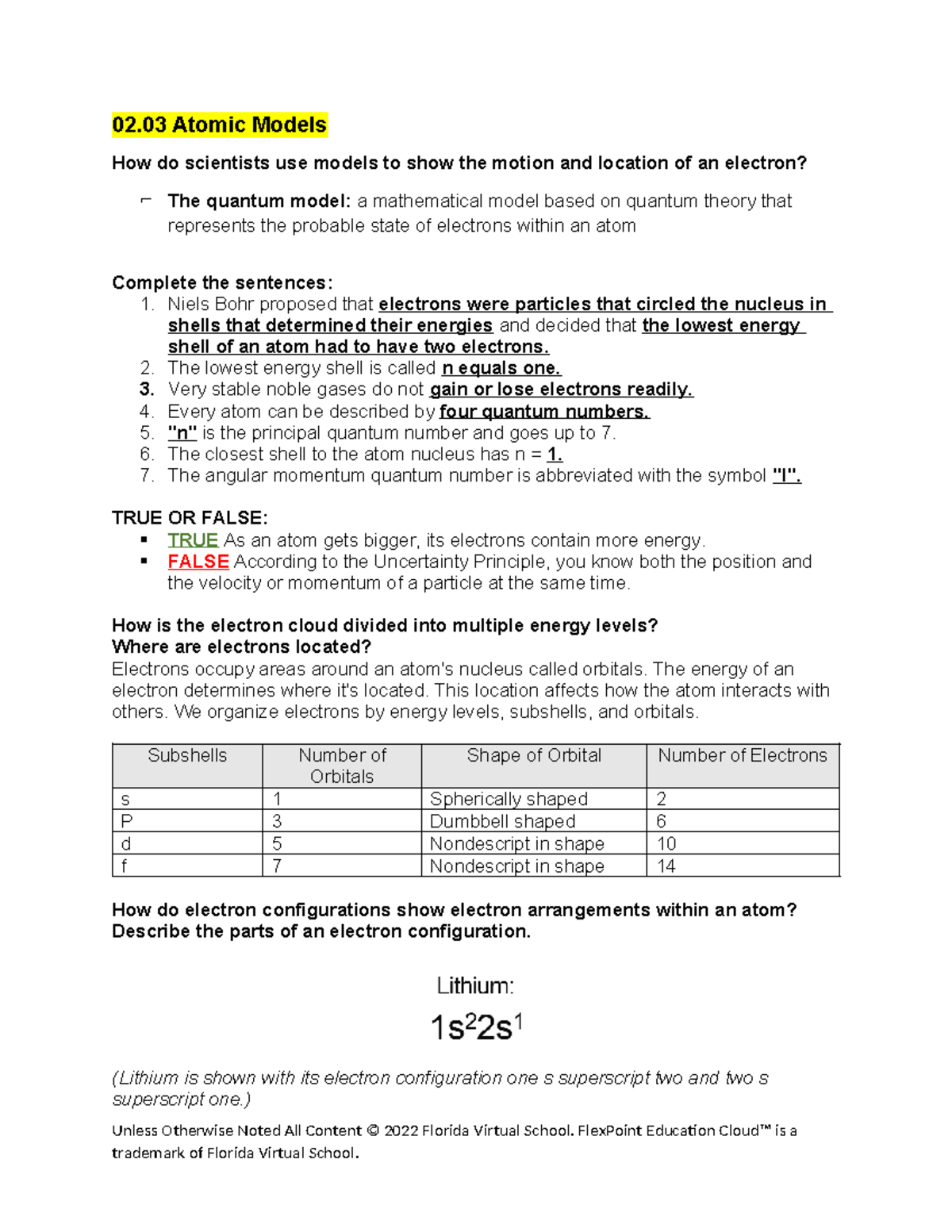 02 03 journal - meow - 02 Atomic Models How do scientists use models to ...