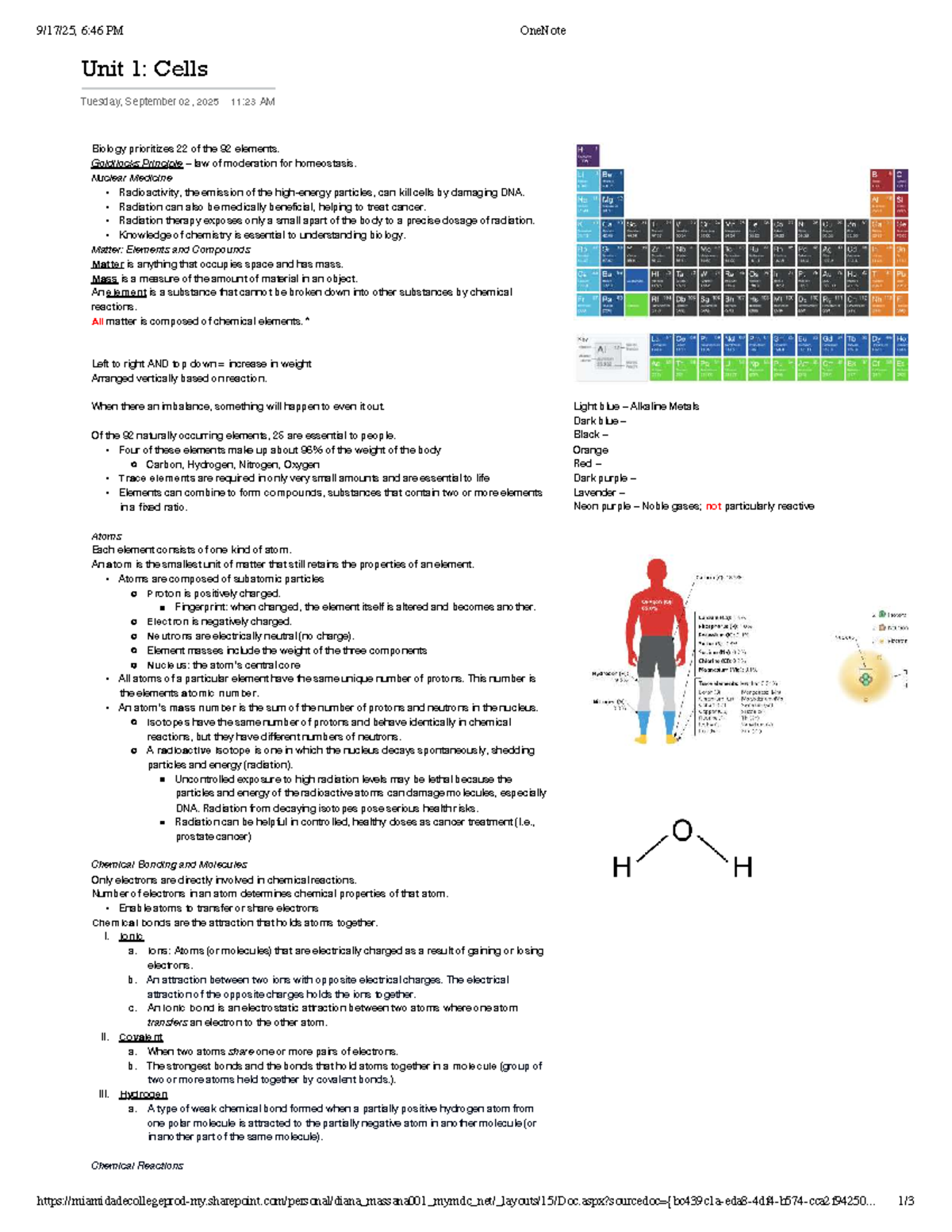 Biology 101: Unit 1 - Elements, Atoms, and Chemical Bonds - Studocu