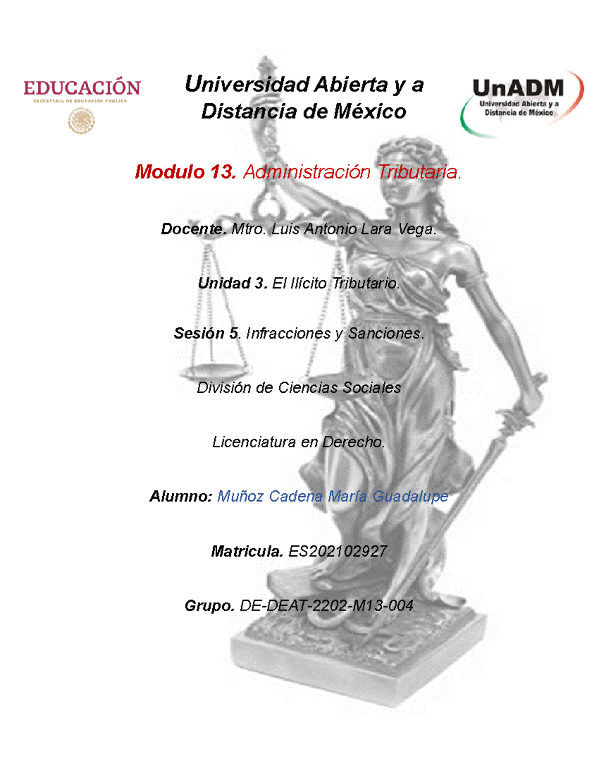 M13 U3 S5 MAMC - Infracciones y Sanciones - Universidad Abierta y a Distancia de México Modulo ...